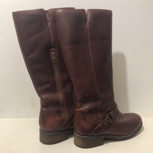 UGG | Shoes | Ugg Riding Boots Women 85 Red Wine Leather Metal Buckle ...